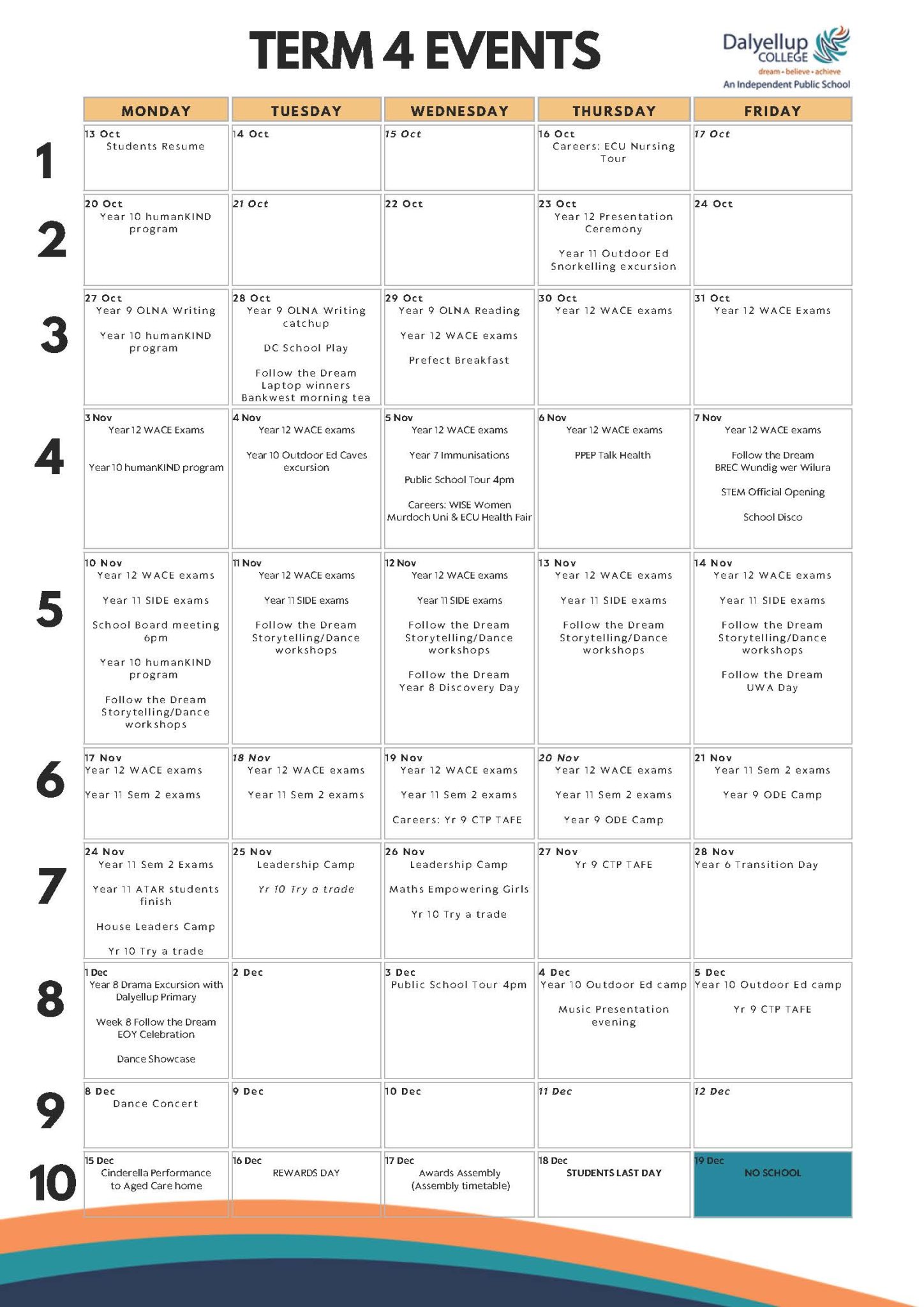 Term Planner « Dalyellup College